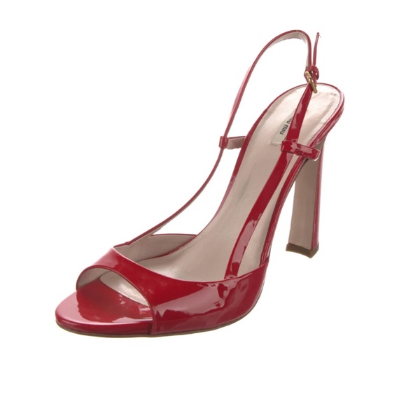 Miu Miu | Shoes | Miu Miu Candy Apple Red Patent Peep Toe Pumps | Poshmark